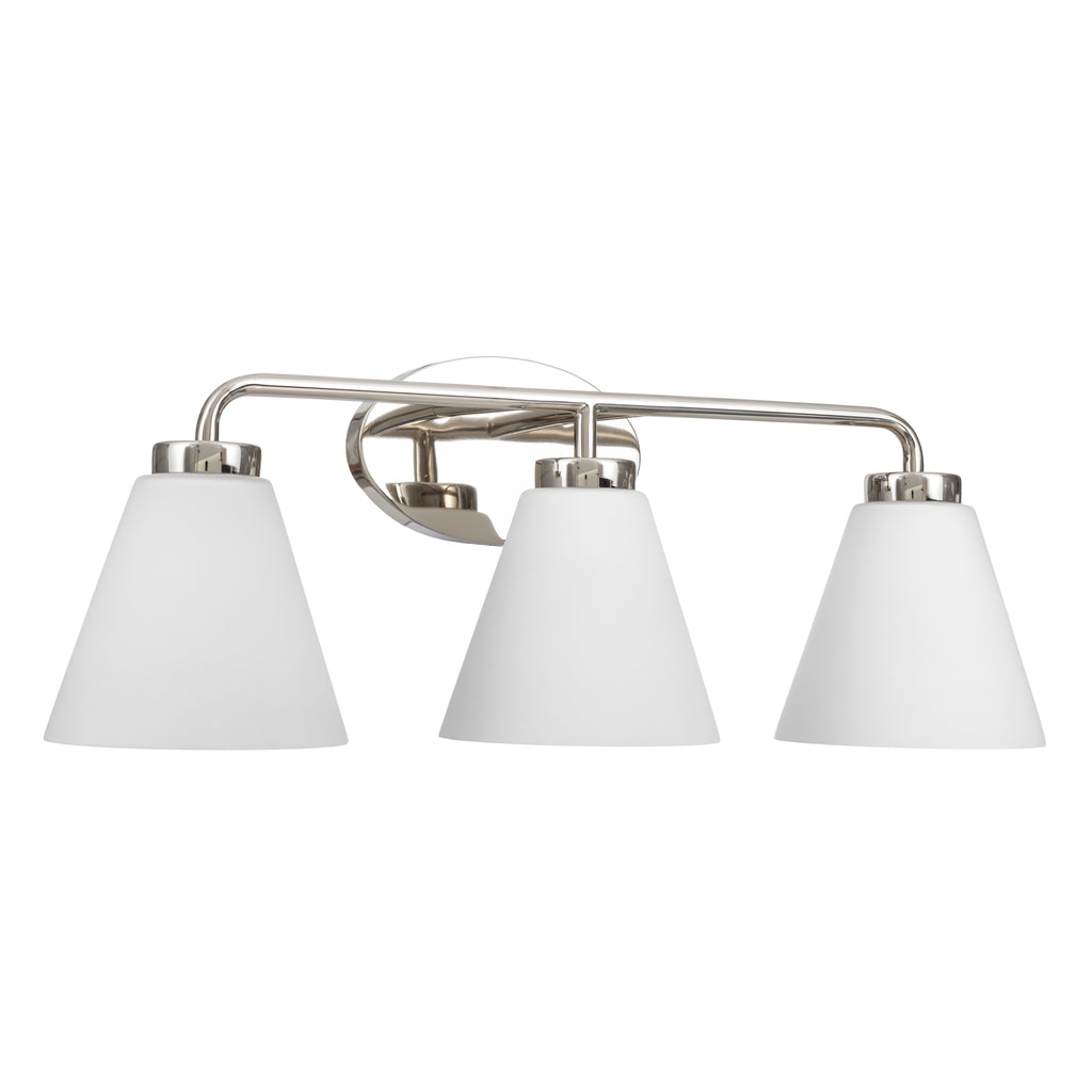 Regis 3-Light Cone Etched Glass Vanity Light | 2E Design Lighting